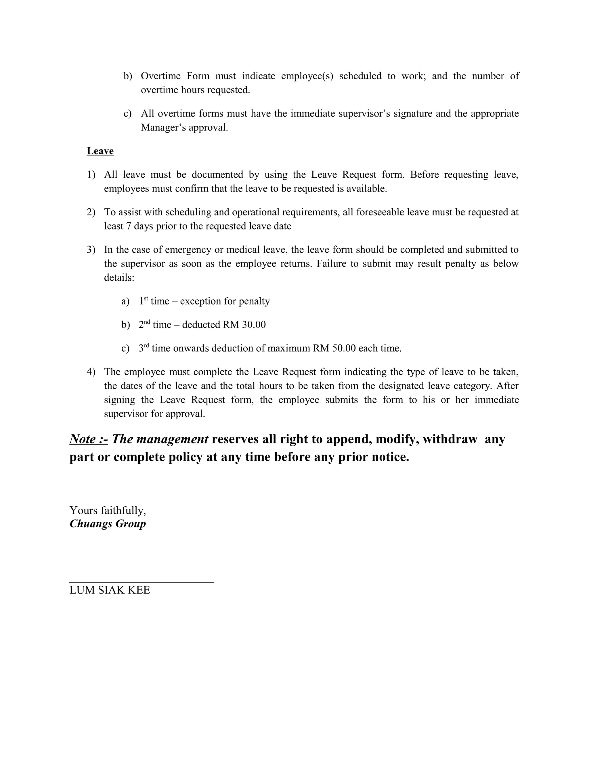 Memo attendance policy | DOC