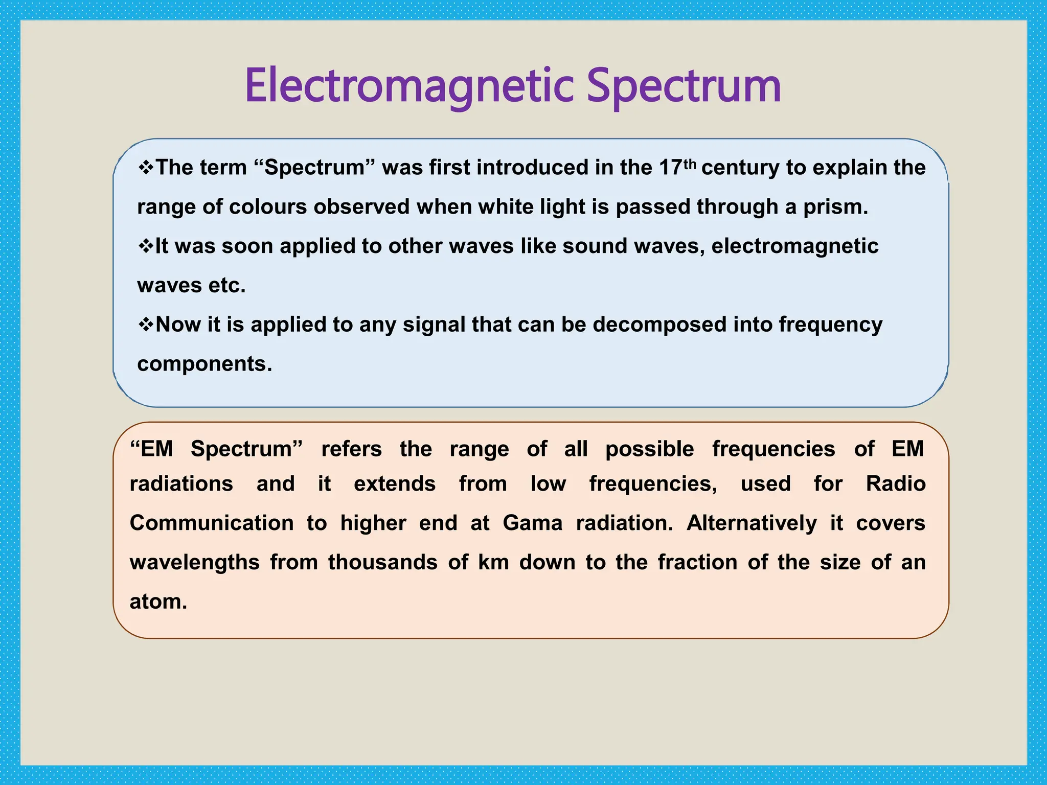 Electromagnetic Spectrum & Transmission line Theory | PPT