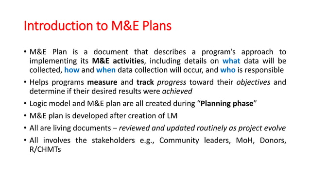 M&E Plan | PPTX | Business | Business and Finance