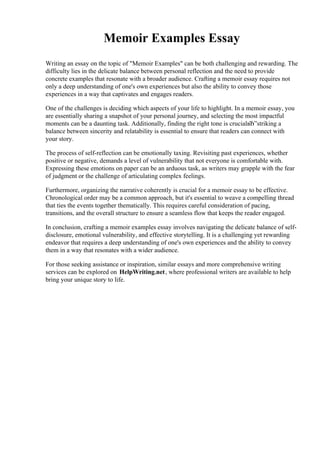 Memoir Examples Essay.pdf