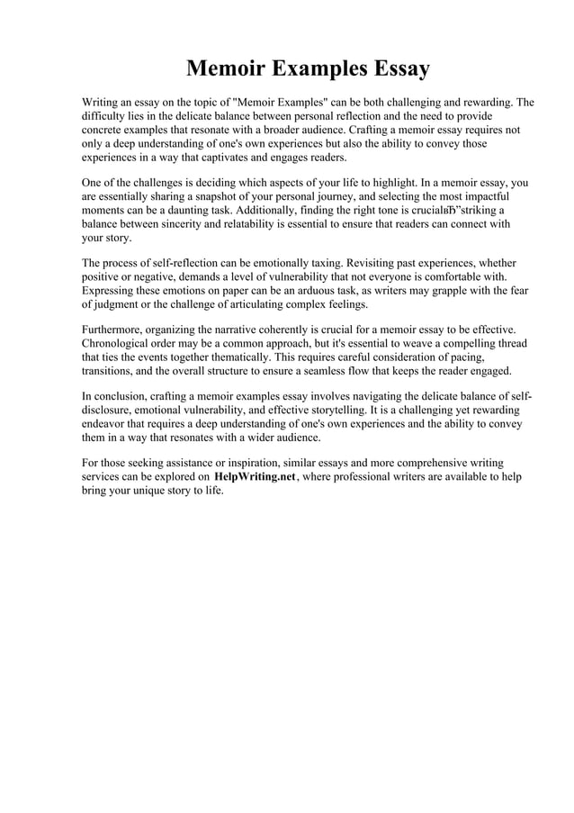 Memoir Examples Essay | PDF | World/International Music | Music