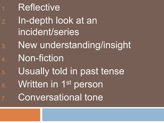 Memoir Characteristics | PPTX