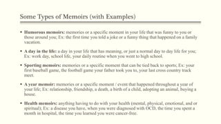 Memoirs and biographies | PPTX