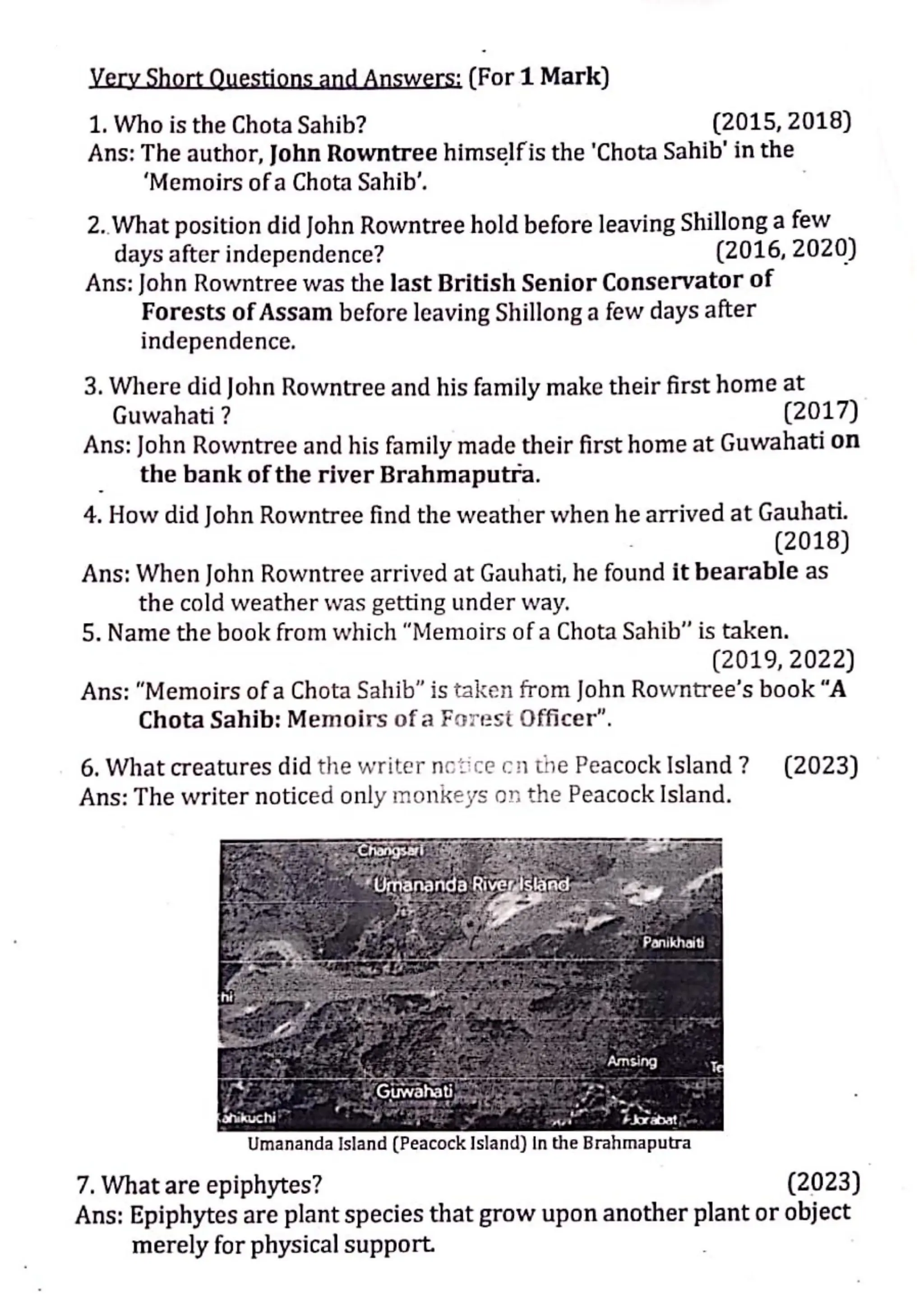 Memoirs of a Chota Sahib AHSEC Class 12 English notes | PDF