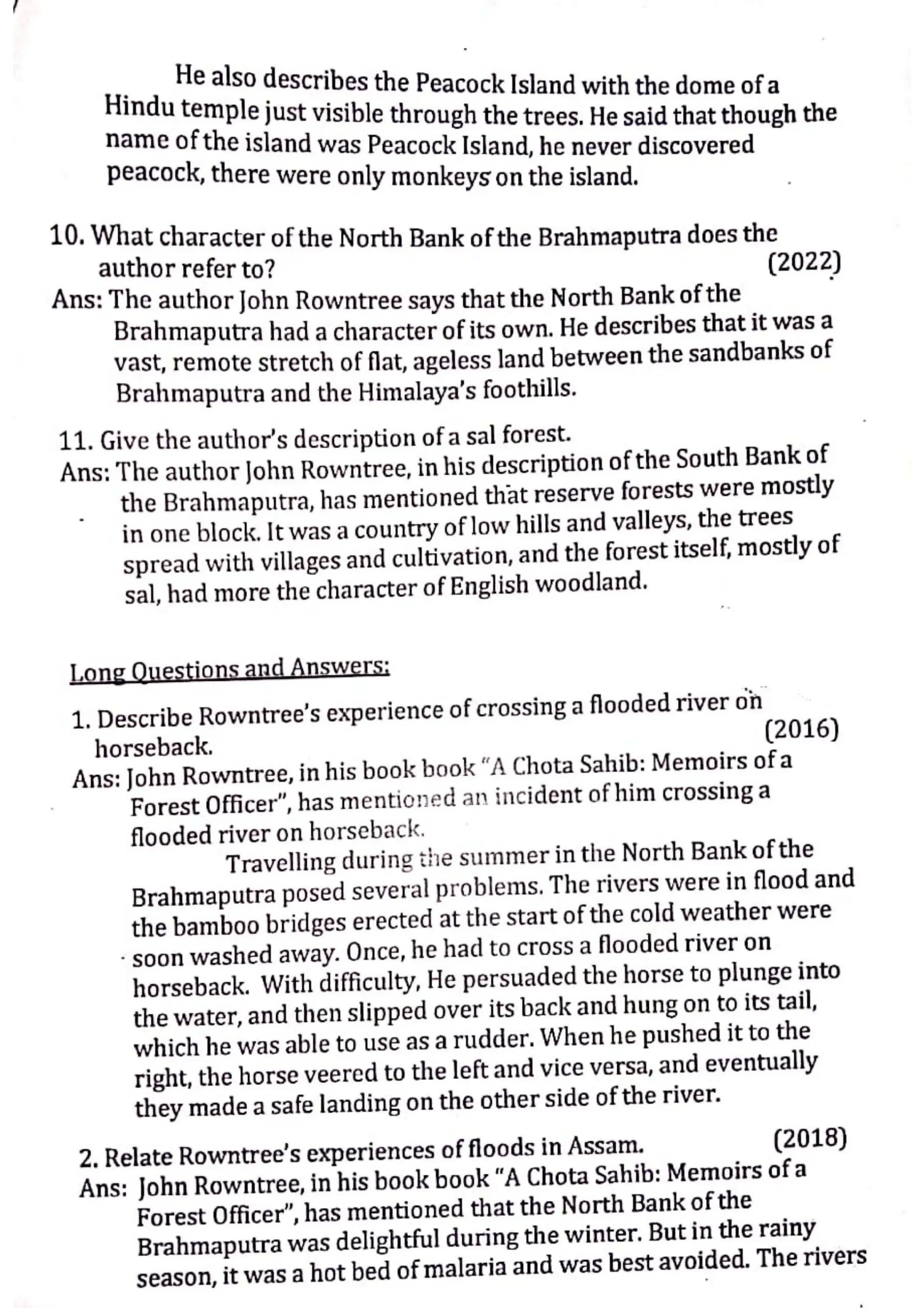 Memoirs of a Chota Sahib AHSEC Class 12 English notes | PDF