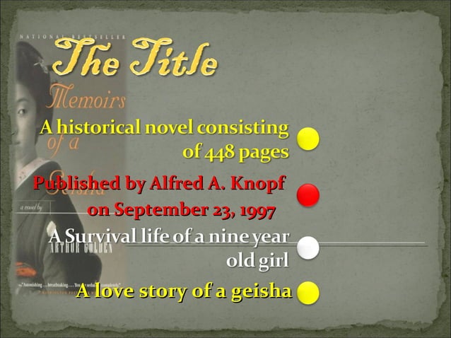 Memoirs of a Geisha by Arthur Golden | PPT