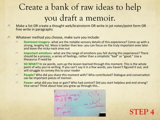 Memoir writing process steps | PDF | Screenwriting | Content Production
