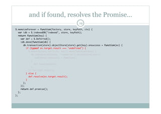 Persistent Memoization with HTML5 indexedDB and jQuery Promises | PDF