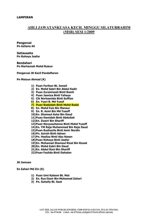 Memo Lantikan Jawatankuasa MSR ILPKBPP Sesi 1/2009 | PDF