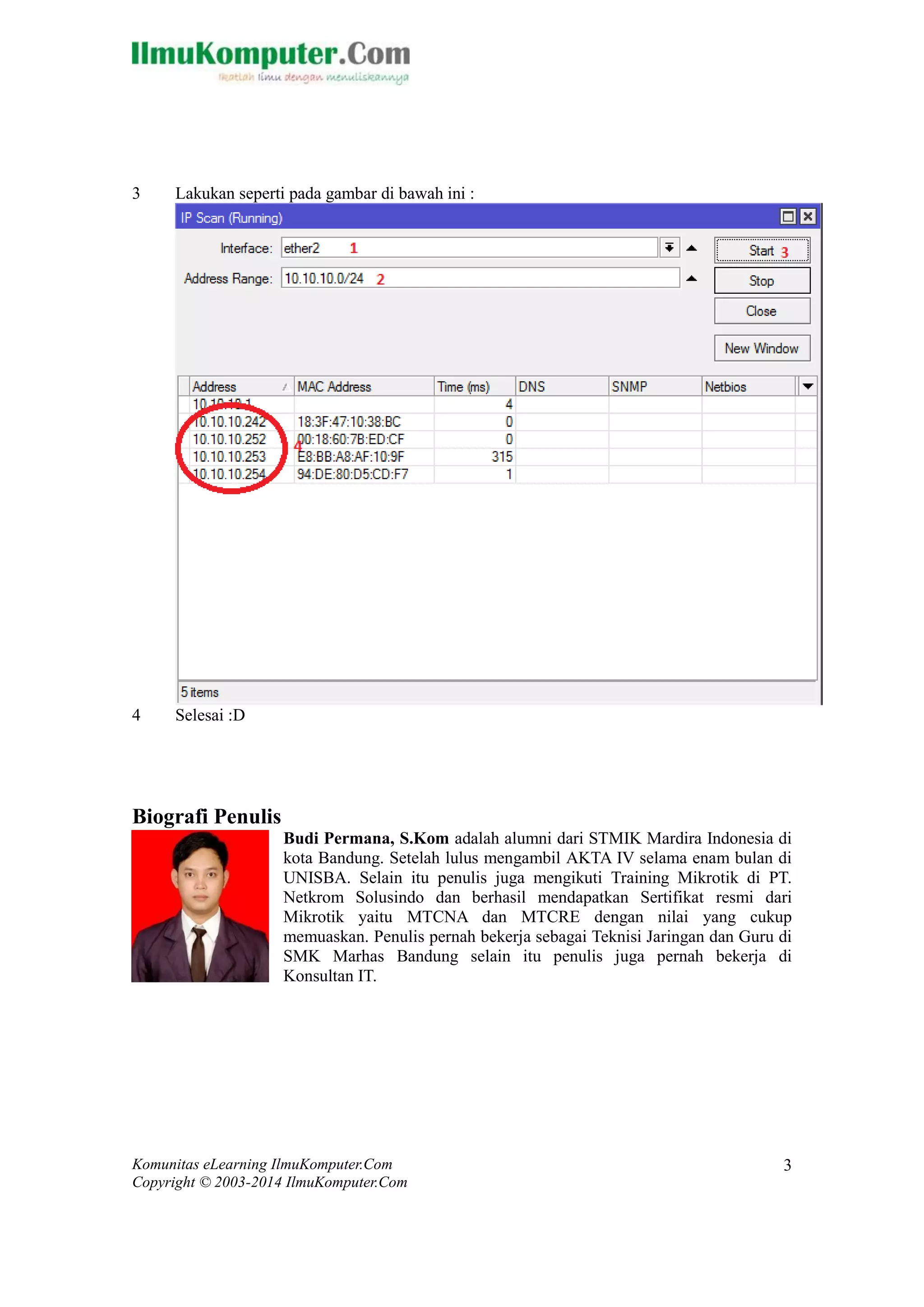 Memonitor penggunaan ip address client dengan ip scan di mikrotik | PDF
