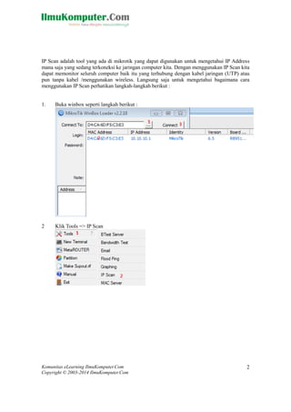 Memonitor penggunaan ip address client dengan ip scan di mikrotik | PDF