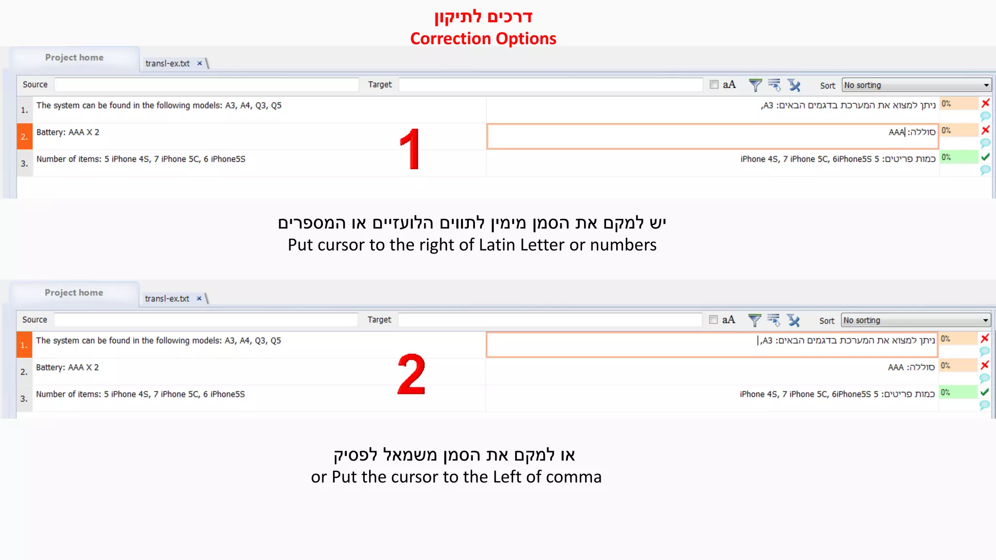 Correct alignment of bi-directional text in memoQ | PPTX