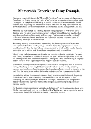 Memorable Experience Essay Example.pdf