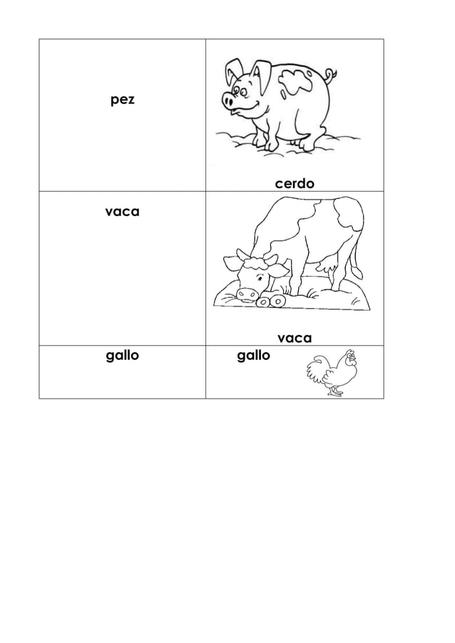 Memorama de animales de granja | DOCX | Birds | Pets