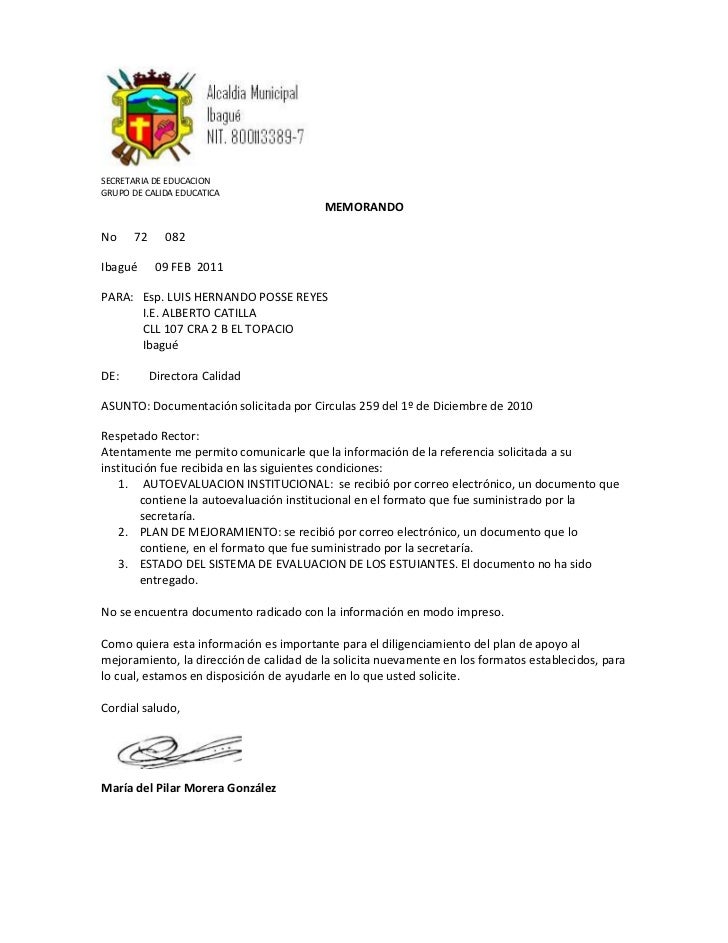 Modelo De Memorando Inter No