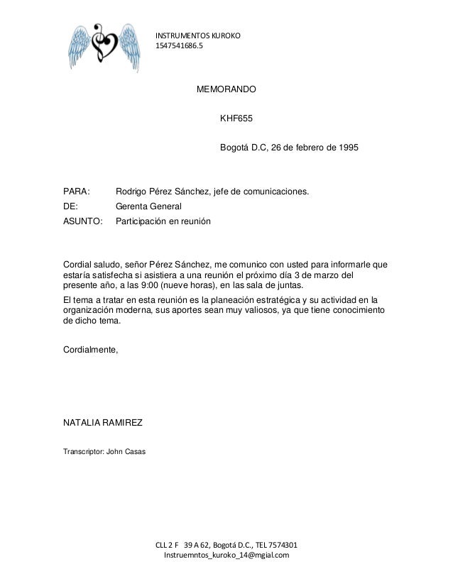 Ejemplo De Un Memorando