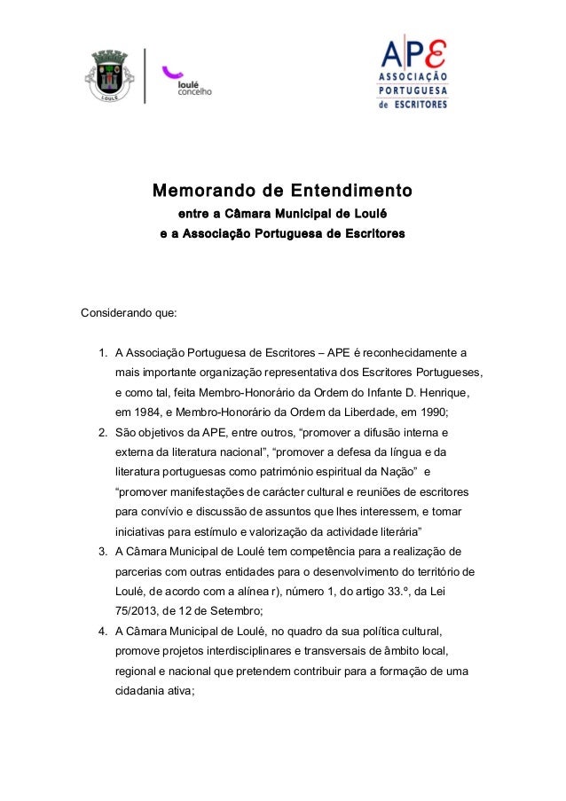 Memorando de entendimento cml ape 141007