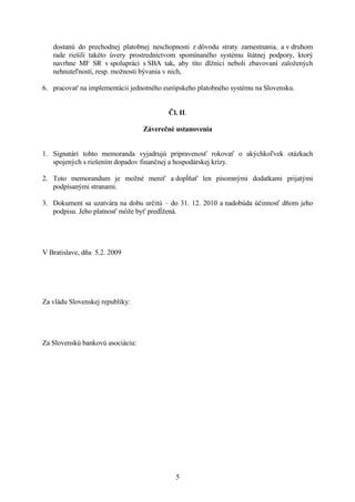 Memorandum medzi Vladou SR a SBA | DOC