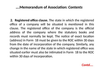 MEMORANDUAM OF ASSOCIATION IN COMPANY LAW | PPTX