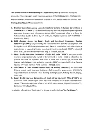 BRICS Memorandum-Of-Understanding-on-Cooperation-Amongst-BRICS-Export-Credit-and-Guarantee ...