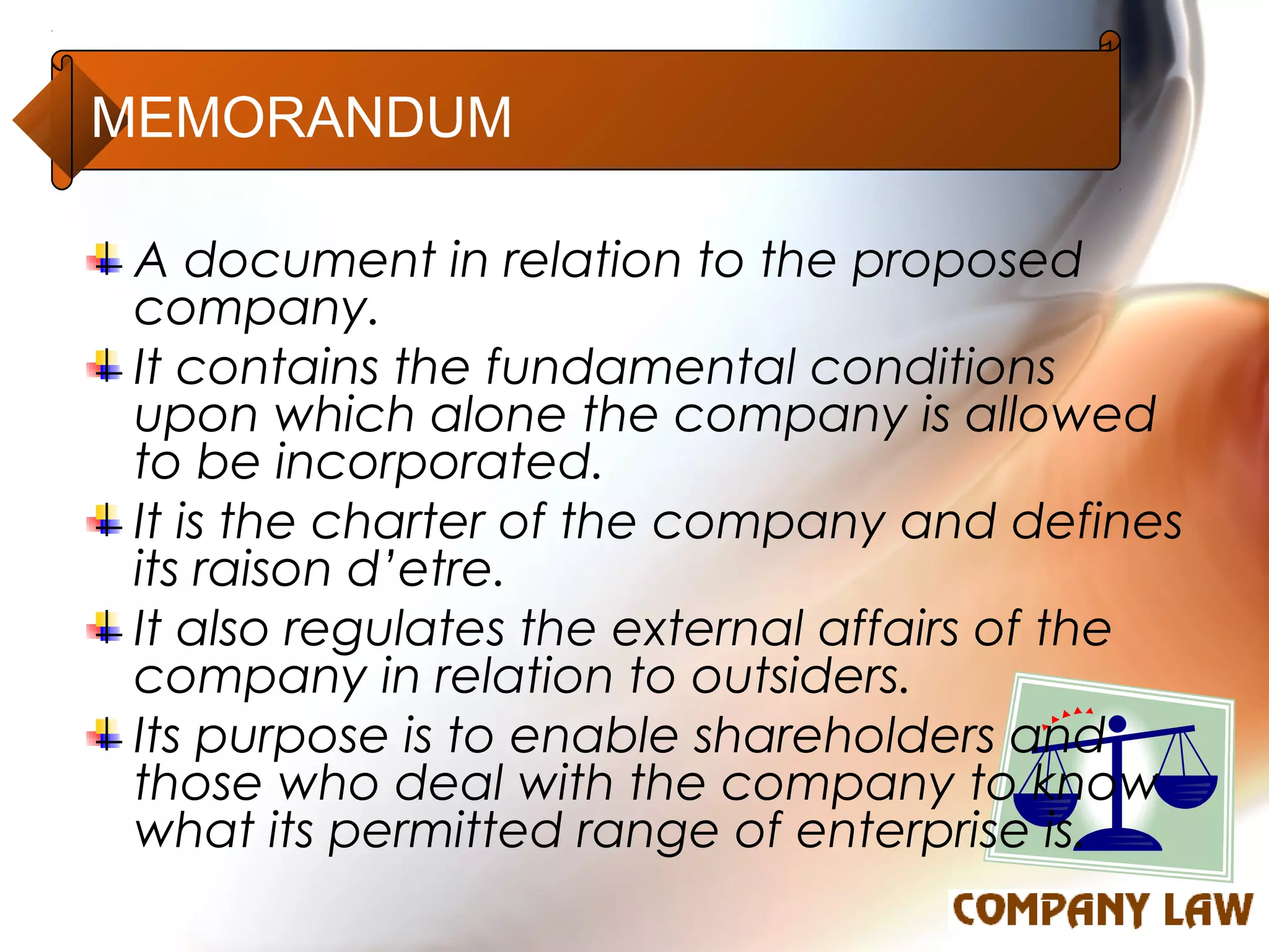 Memorandum, articles & prospectus | PPT