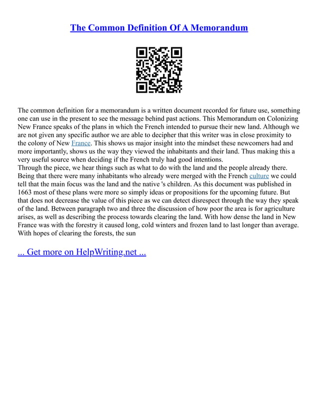 Memorandum Case Study | PDF