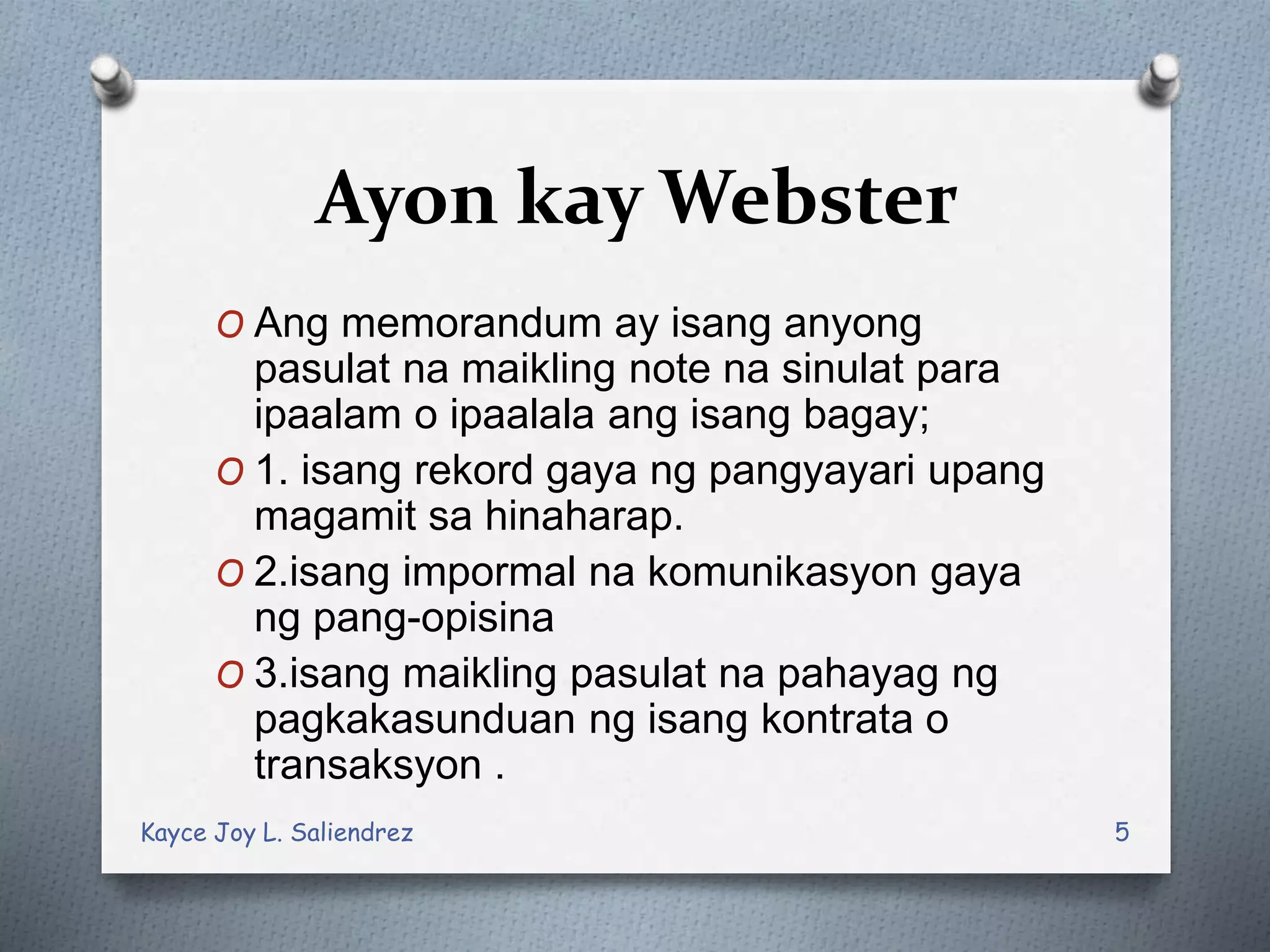 Memorandum filipino | PPTX