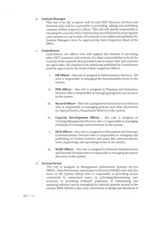 MEMORANDUM FROM THE CHIEF DATA WAREHOUSE AND ANALYTICS DIVISION ...