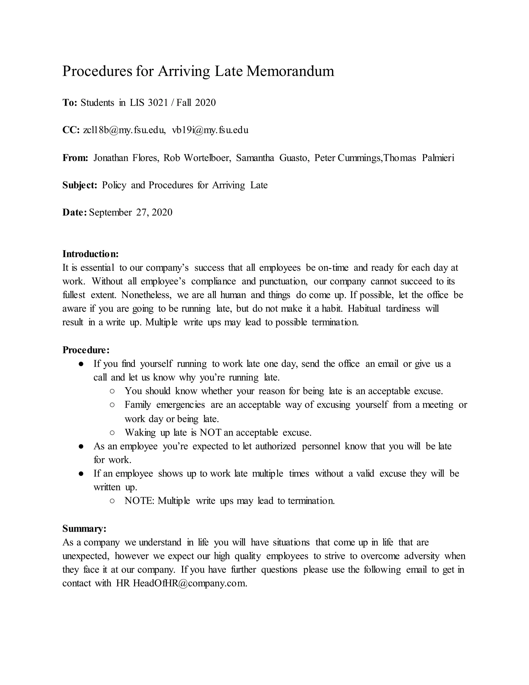 Group Memorandum | DOCX | Human Resources | Business