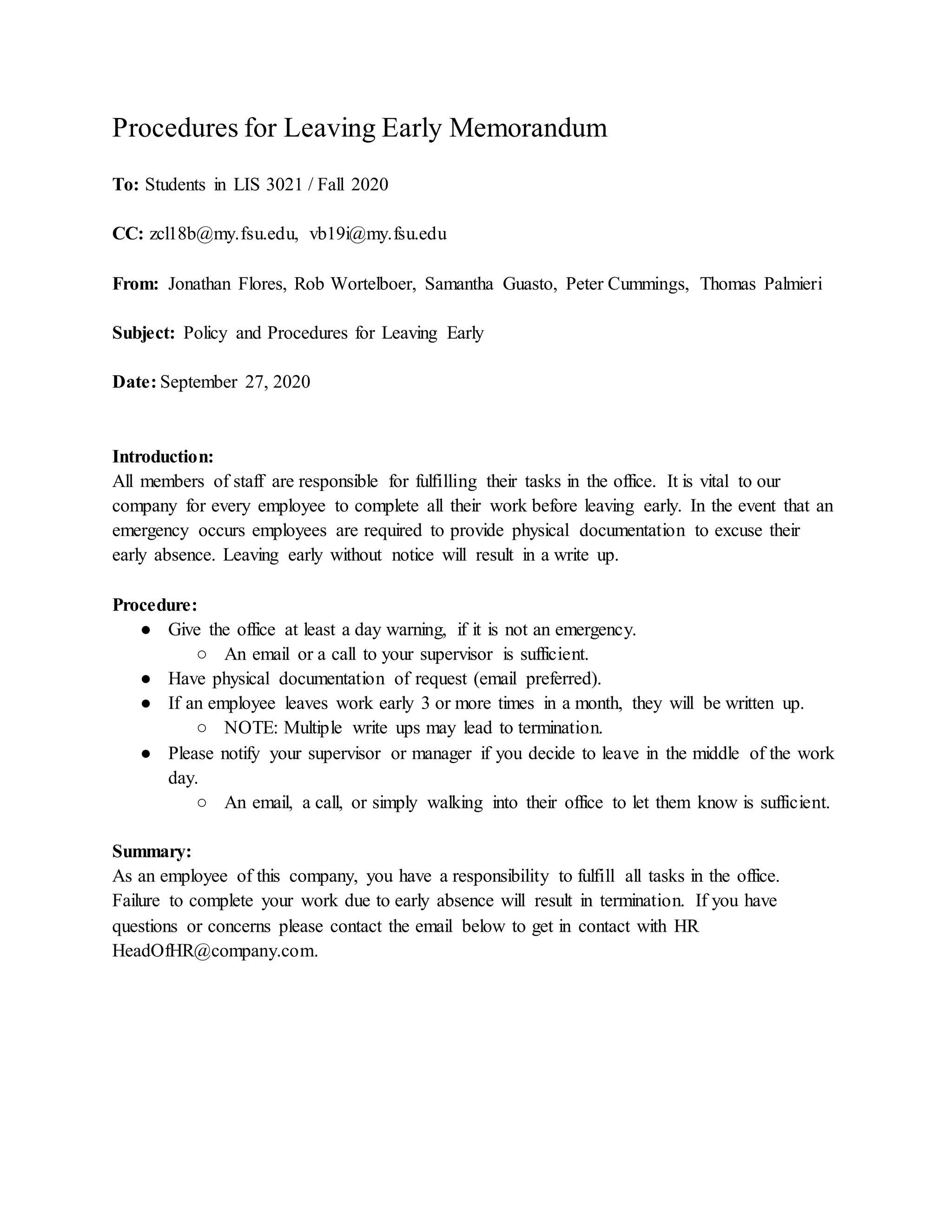 Group Memorandum | DOCX | Human Resources | Business