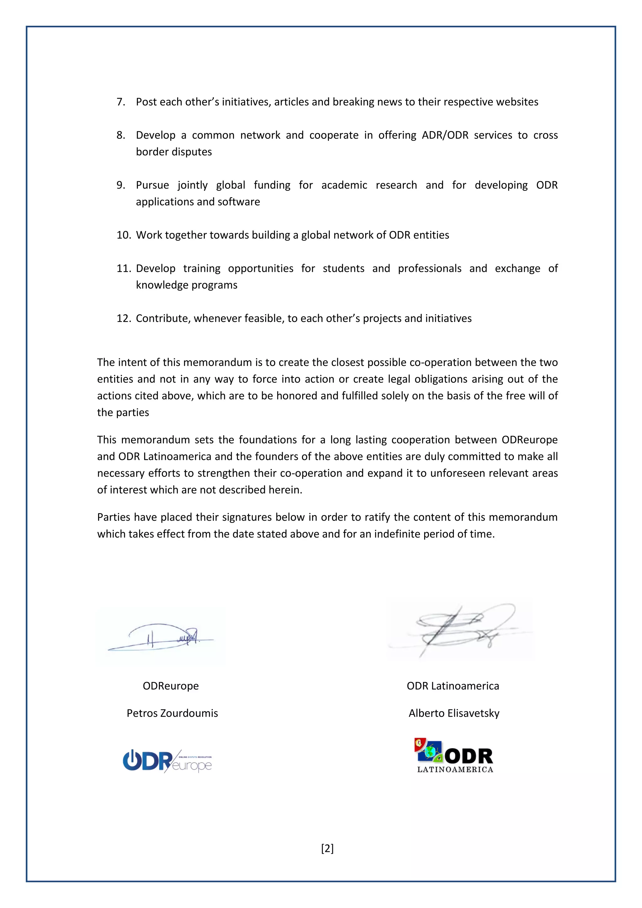 Memorandum Odr Europe Odr Latinoamerica | PDF