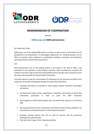 Memorandum Odr Europe Odr Latinoamerica | PDF