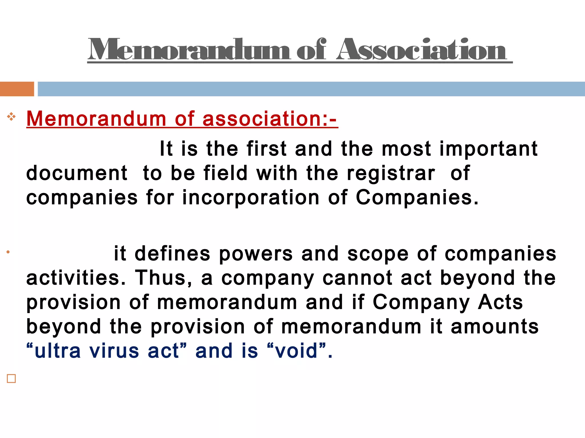 Memorandum of association | PPT | Law