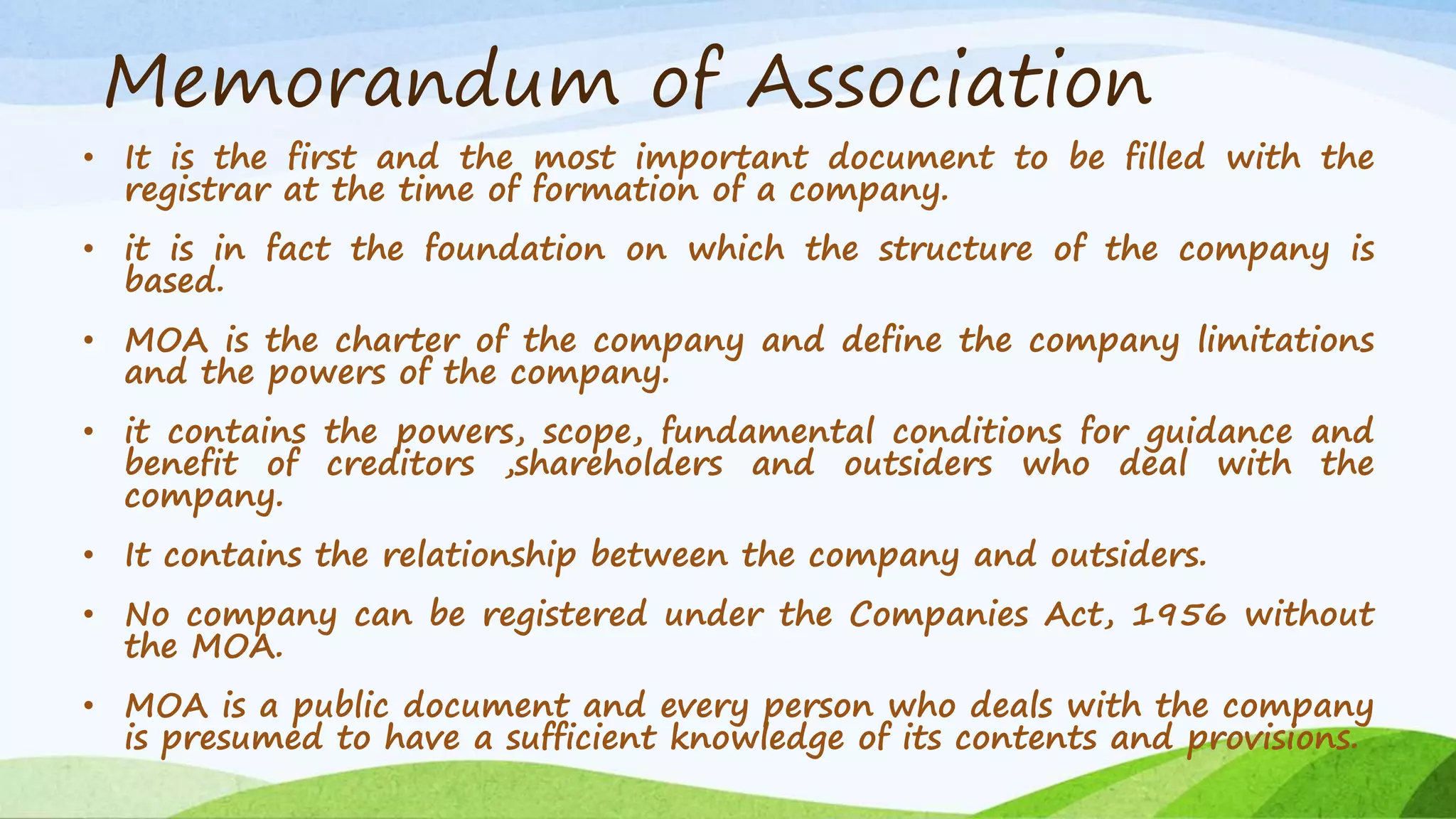 Memorandum of association | PPTX