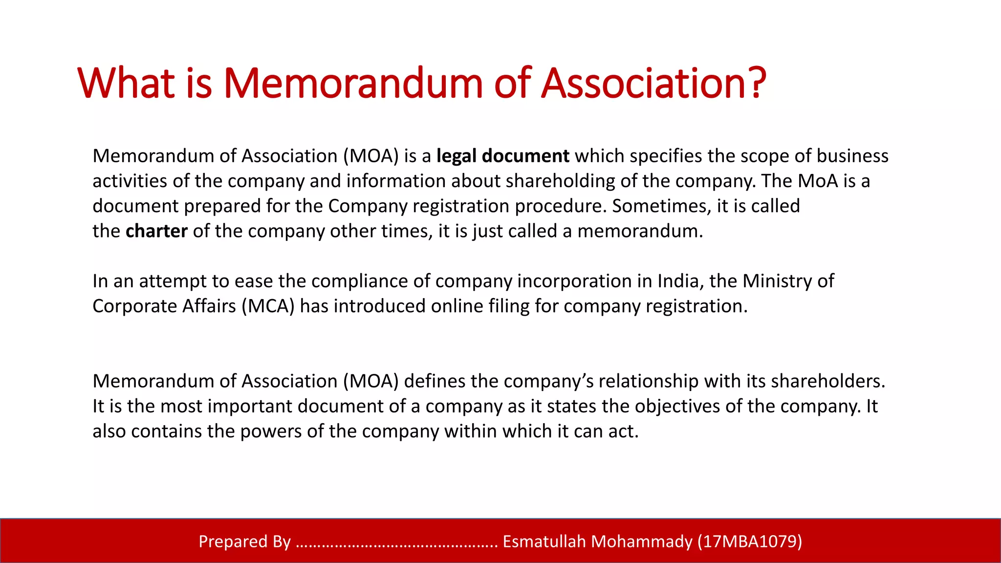 Memorandum of association | PPTX
