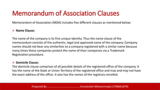 Memorandum of association | PPTX