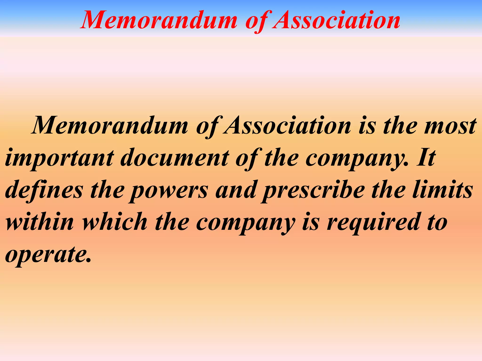 Memorandum of association | PPT