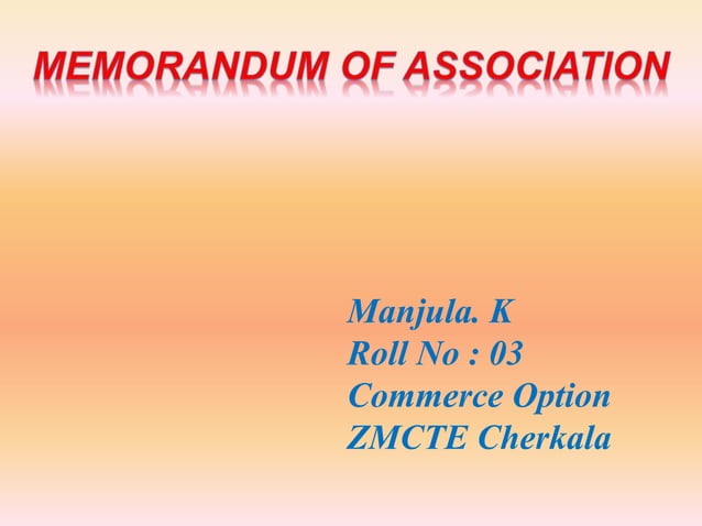 Memorandum of association | PPT