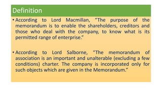 Memorandum of Association | PPTX