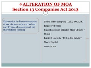 Memorandum of association / primary document for incorporation ppt | PPTX
