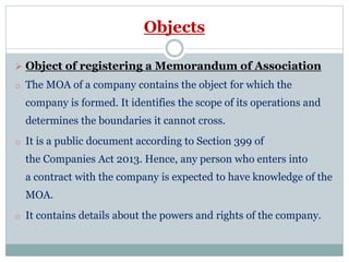Memorandum of association / primary document for incorporation ppt | PPT