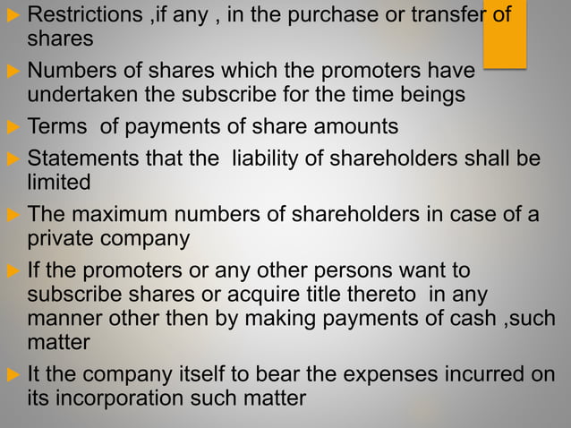 Memorandum of association and articles of association | PPTX