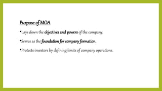 Memorandum of Association- Clauses-purposes | PPTX