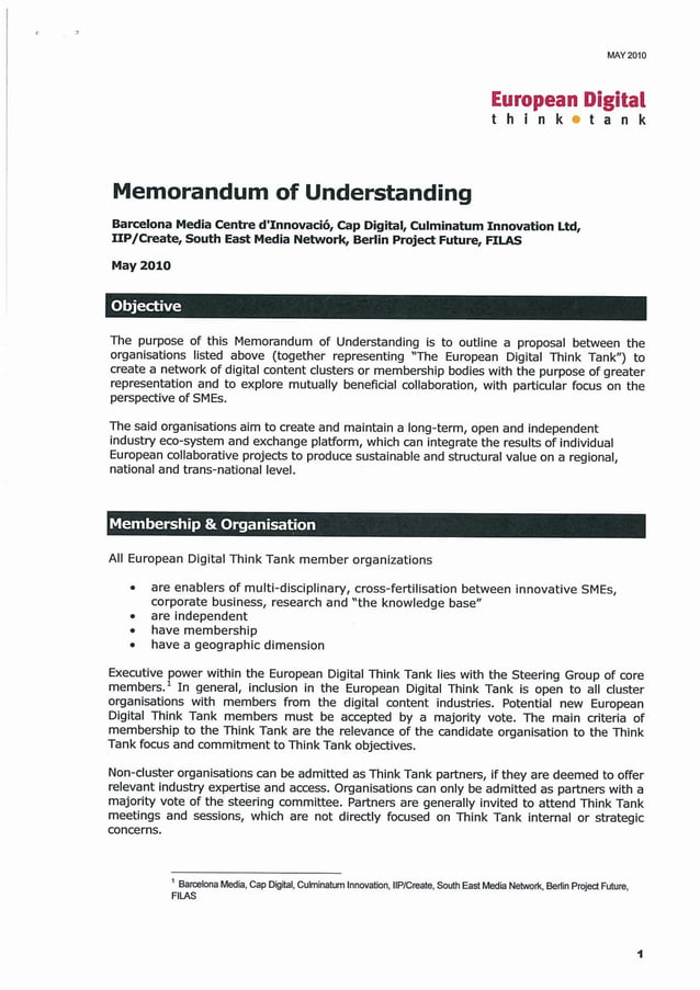 Memorandum of understanding | PDF