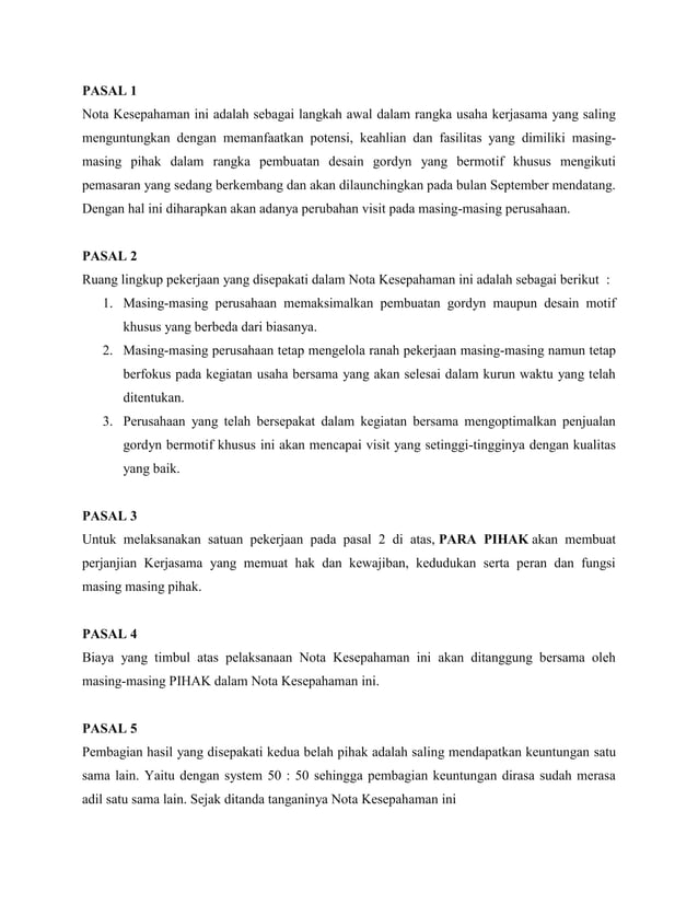 Memorandum of understanding | PDF