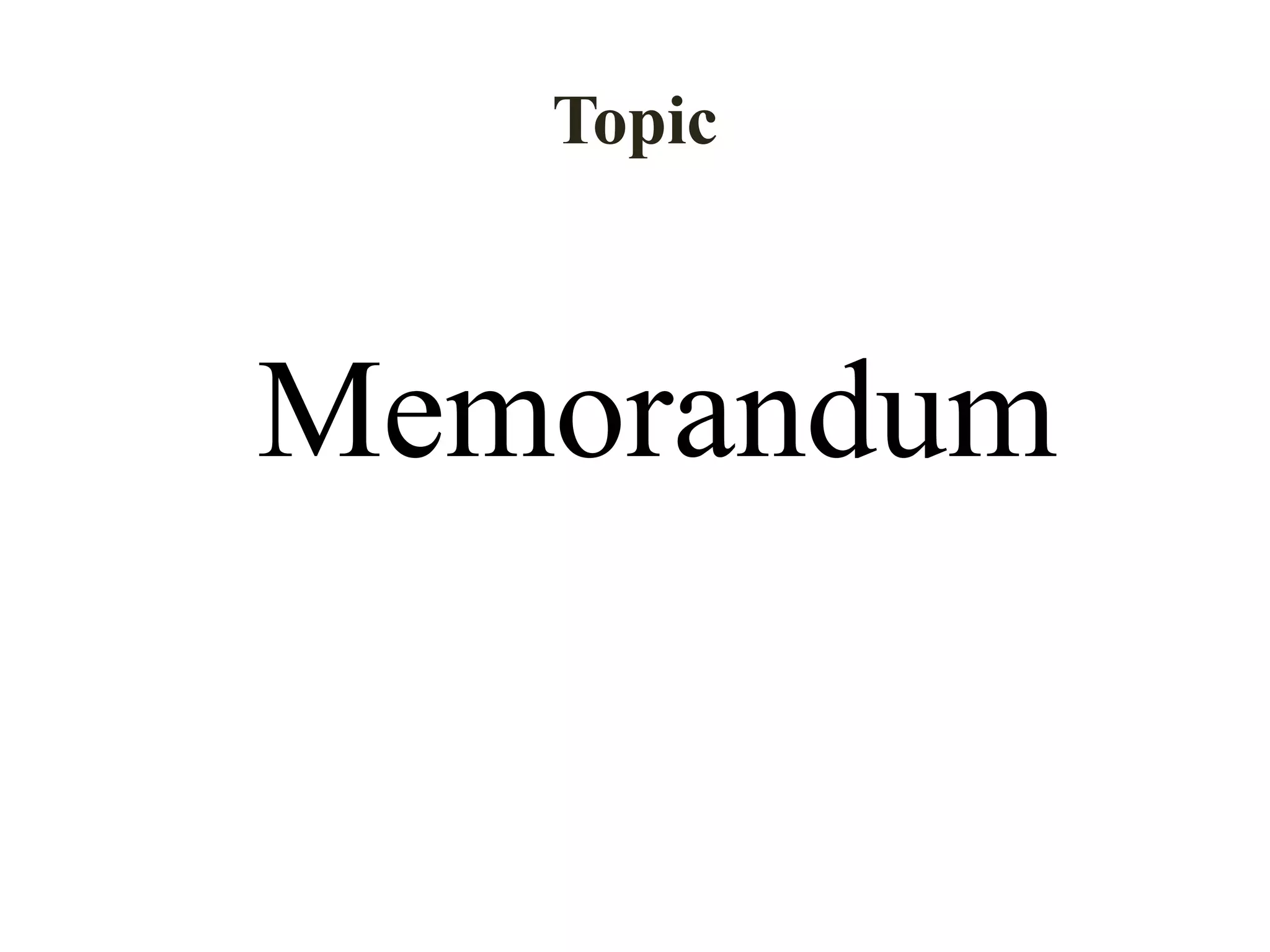 Memorandum presentation | PDF