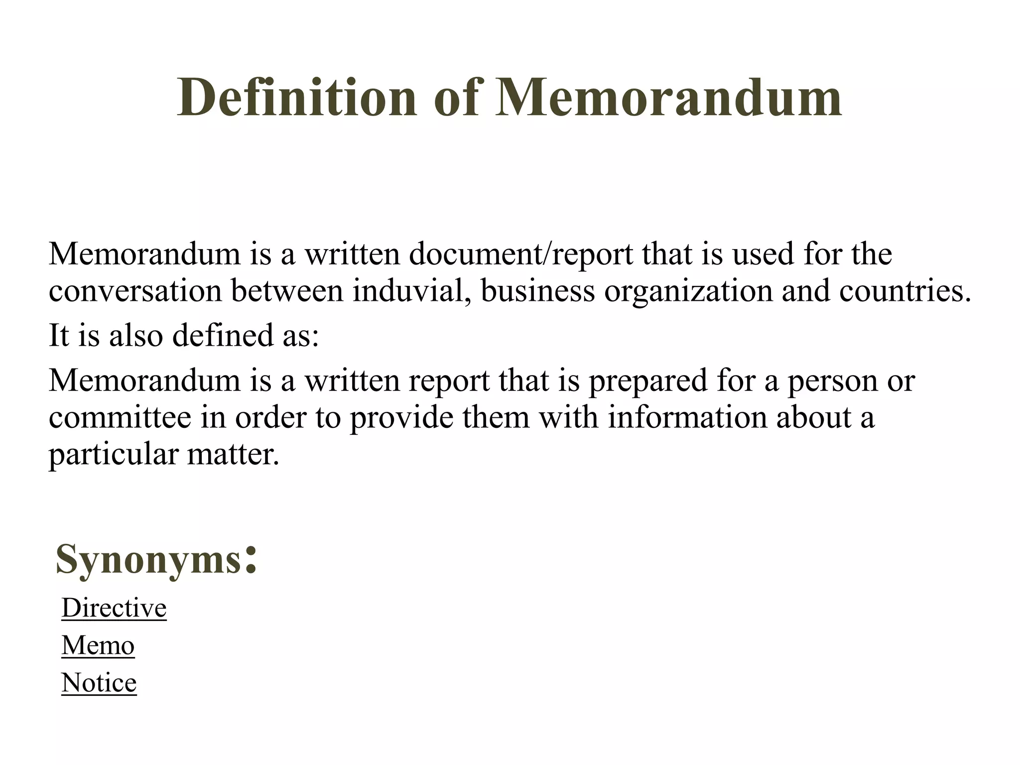 Memorandum presentation | PDF