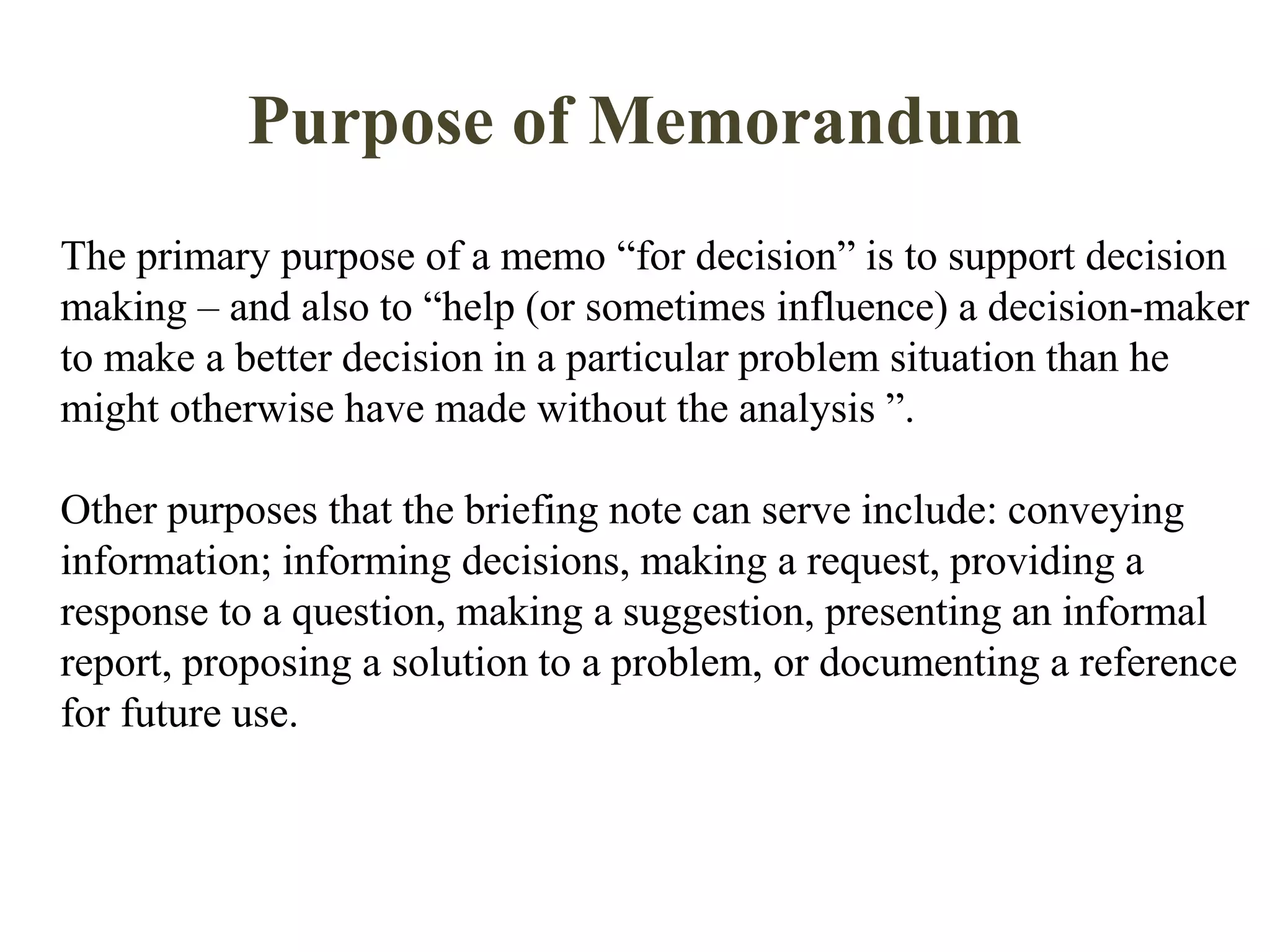 Memorandum presentation | PDF
