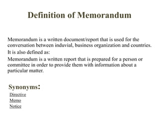 Memorandum presentation | PDF