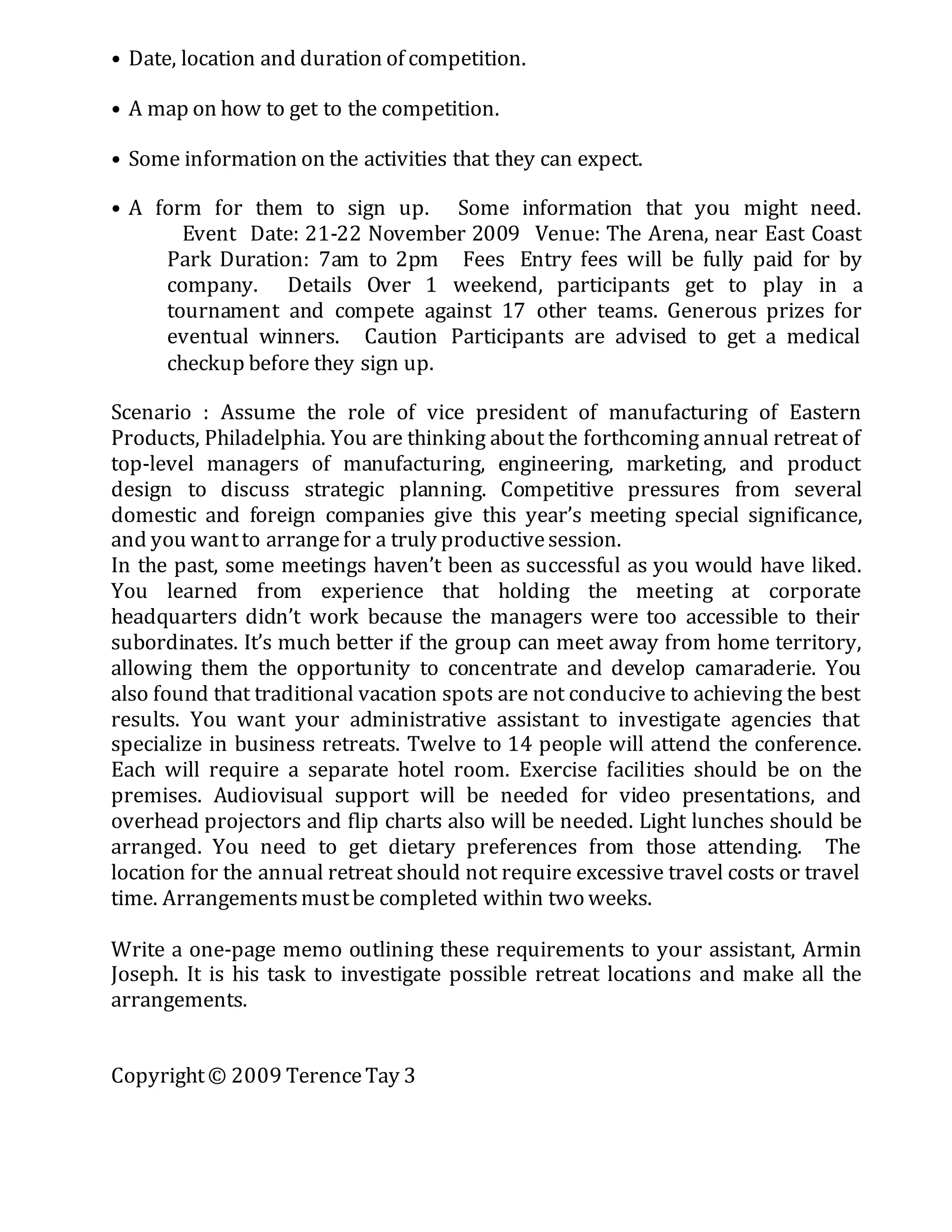 Memorandum writing exercises | DOCX